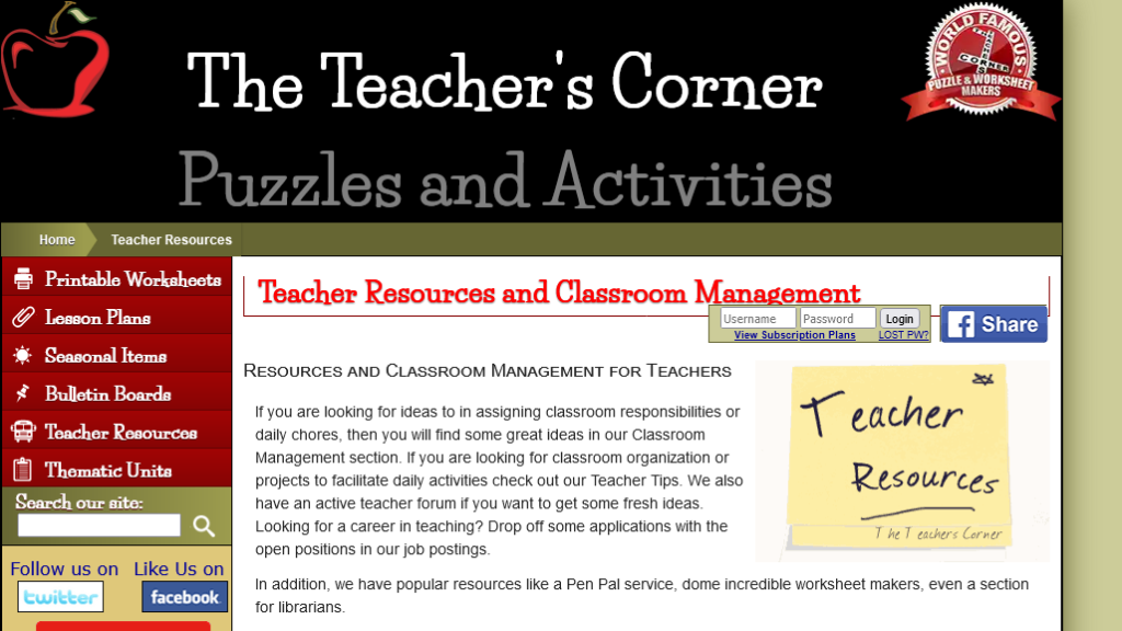 The Teacher’s Corner: Teacher Resources and Classroom Management – K12 ...