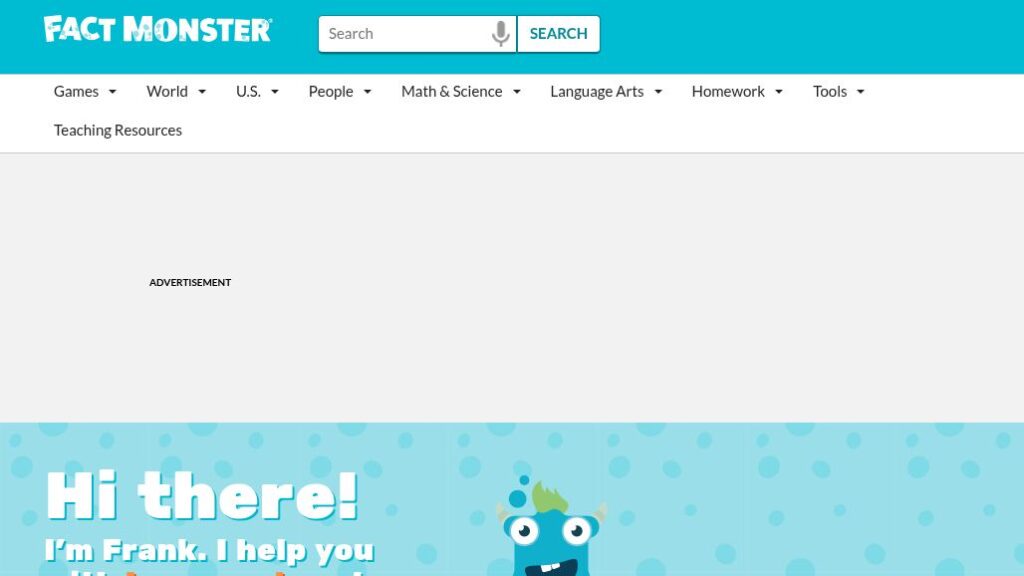 FactMonster: Reference Site for Kids – K-12 Internet Resource Center