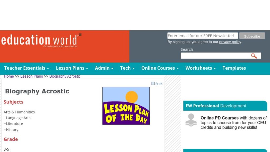 English Lesson Plans – K-12 Internet Resource Center