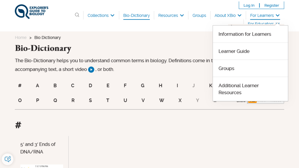 Bio-dictionary – K-12 Internet Resource Center