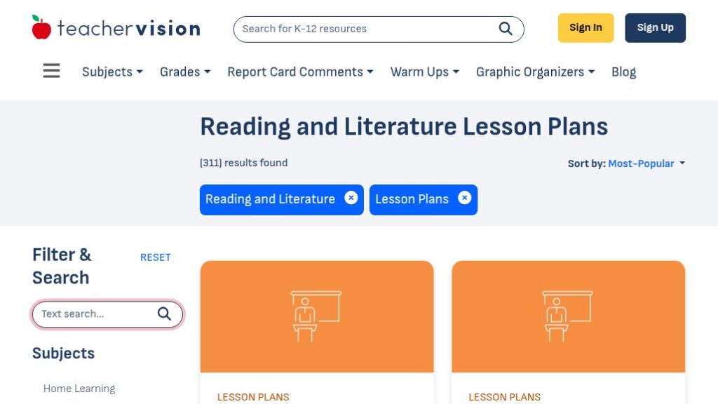 English Lesson Plans – K-12 Internet Resource Center