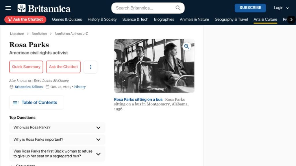Rosa Parks: American Civil Rights Activist – K12 Internet Resource Center