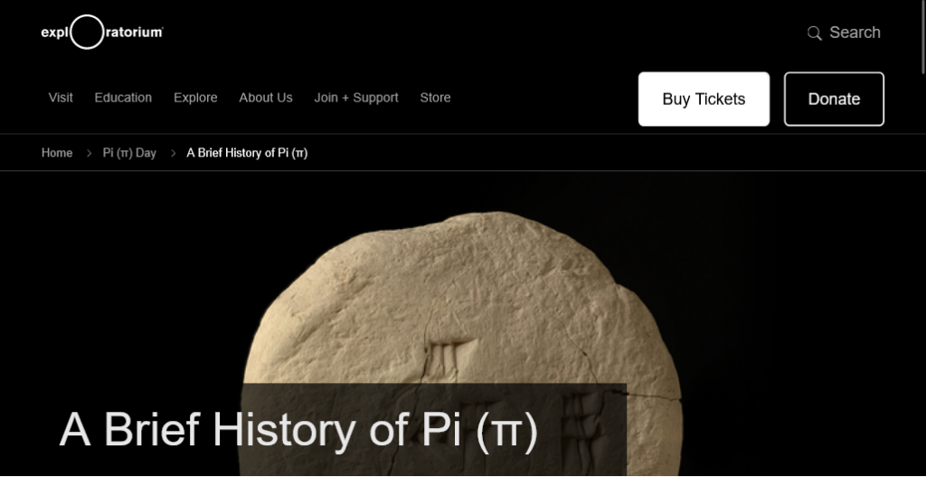 A Brief History of Pi (π) – K-12 Internet Resource Center